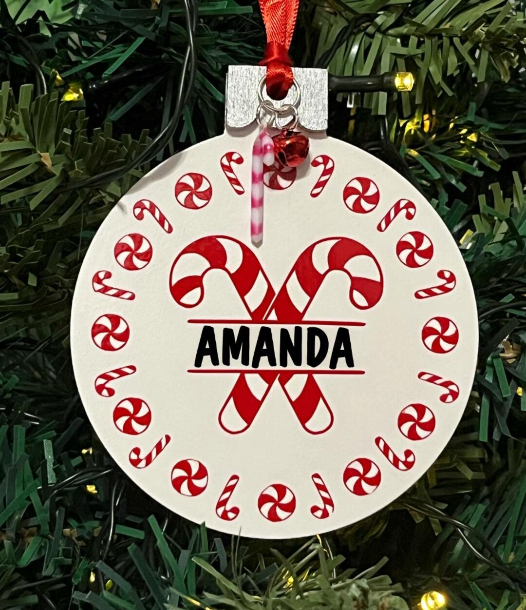 Personalized Candy Cane Christmas Ornament - Etsy
