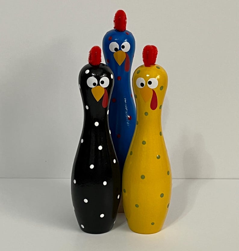 Mini Wooden Bowling Pin Turkey: Whimsical Decor, Bowling Gift - Etsy