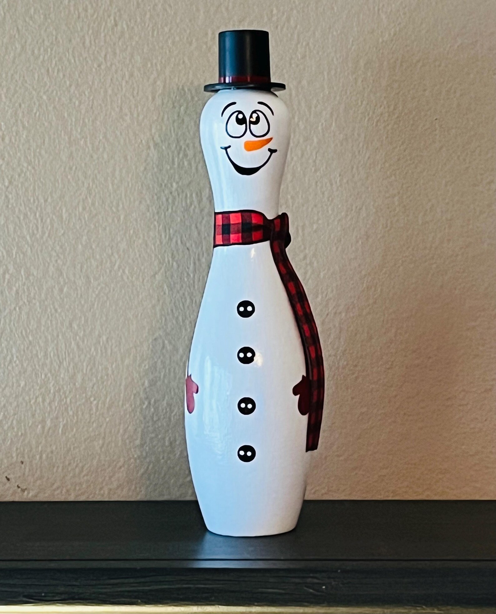 Mini Bowling Pin Snowman, Painted Wooden Snowman - Etsy
