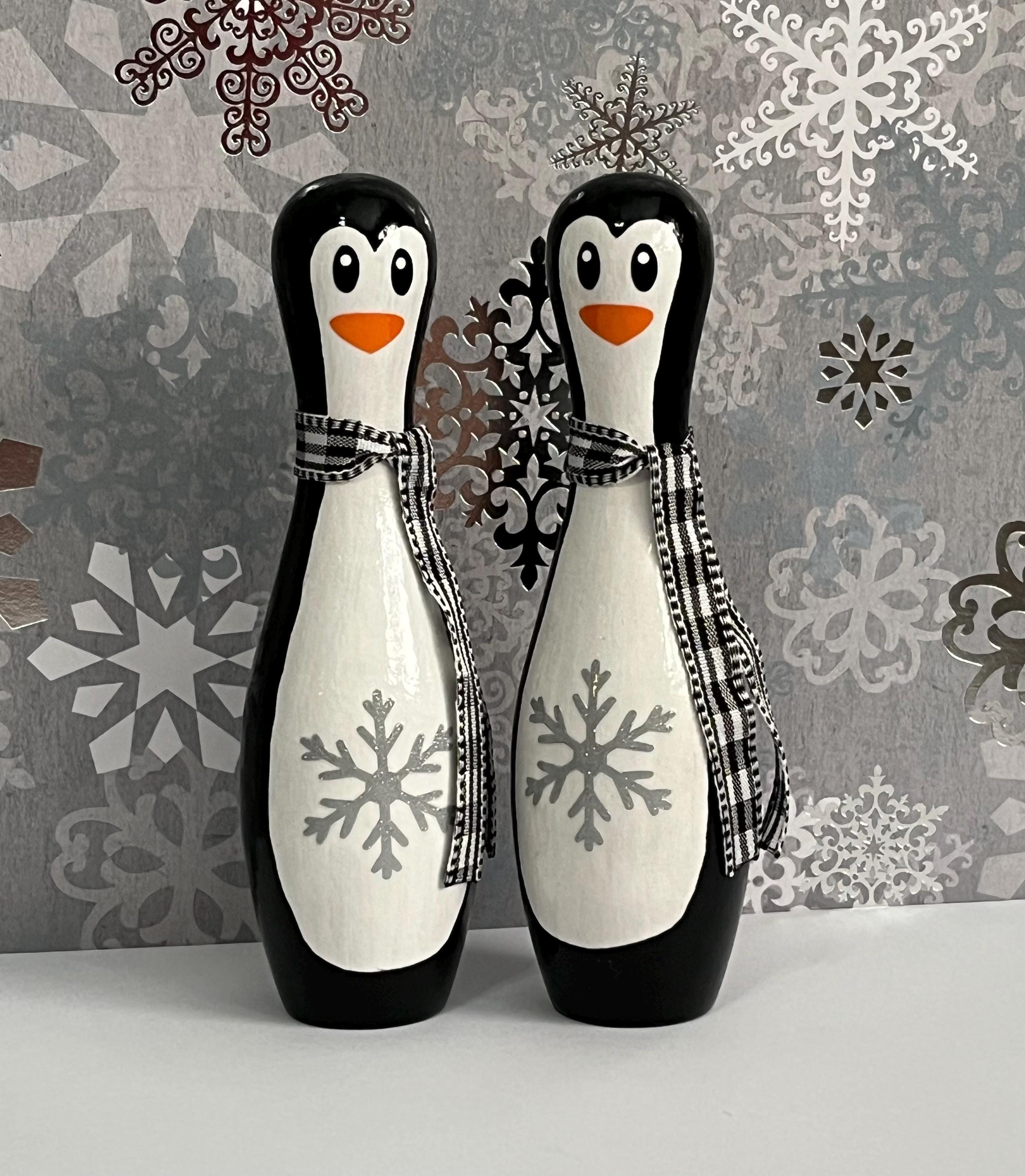 Mini Painted Wood Penguin Bowling Pin: Christmas Decor - Etsy