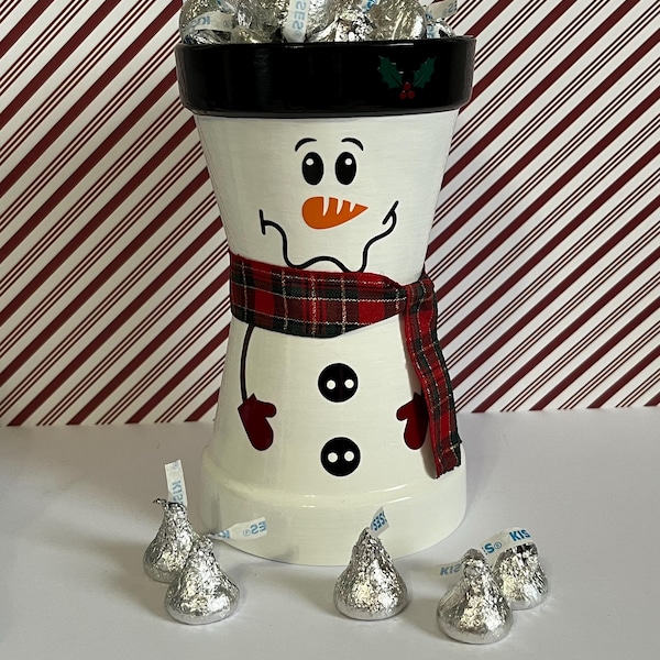 Snowman Candy Container, Terra-cotta Pot Snowman, Christmas Decor - Etsy