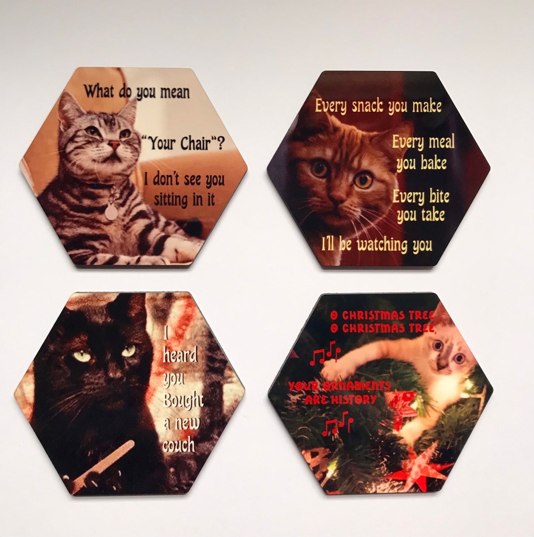 Cat Coaster Set - Etsy