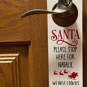 Personalized Christmas Door Knob Hanger: Santa Stop Here - Etsy