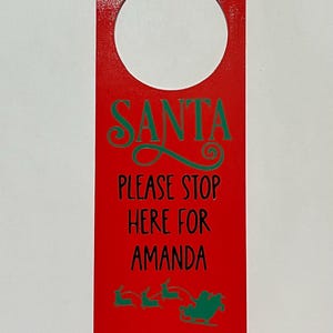 Personalized Christmas Door Knob Hanger: Santa Stop Here - Etsy
