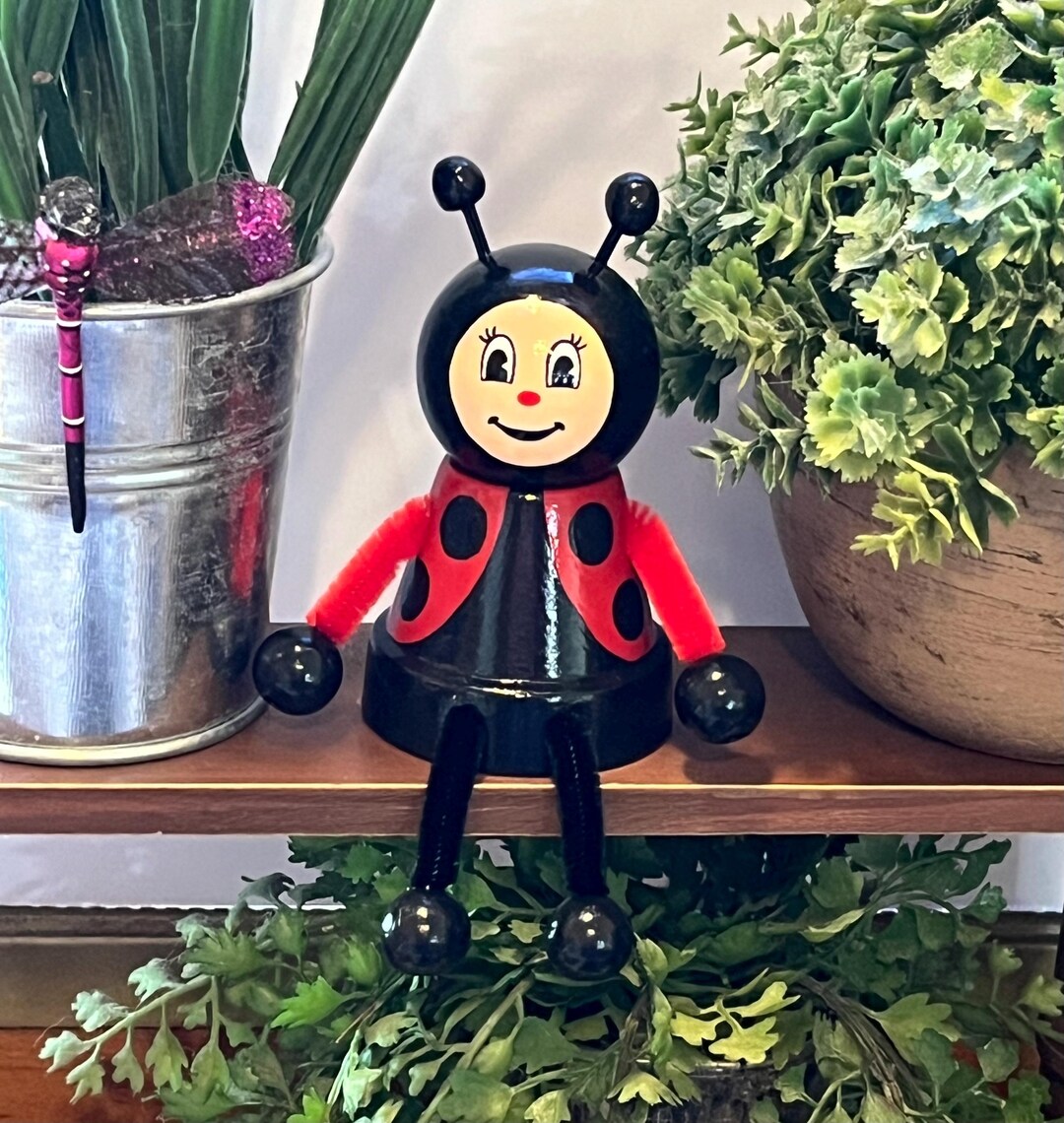 Ladybug Shelf Sitter, Spring/summer Decor, Painted Cotta Pot - Etsy