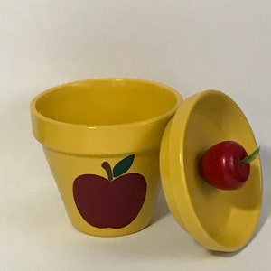 Painted Terra Cotta Pot With Lid, Apple Decor - Etsy