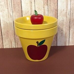 Painted Terra Cotta Pot With Lid, Apple Decor - Etsy