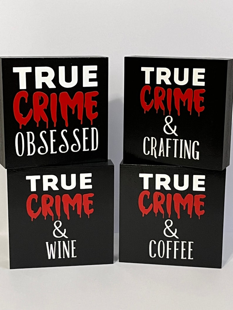 True Crime Wood Block, Tiered Tray Decor - Etsy