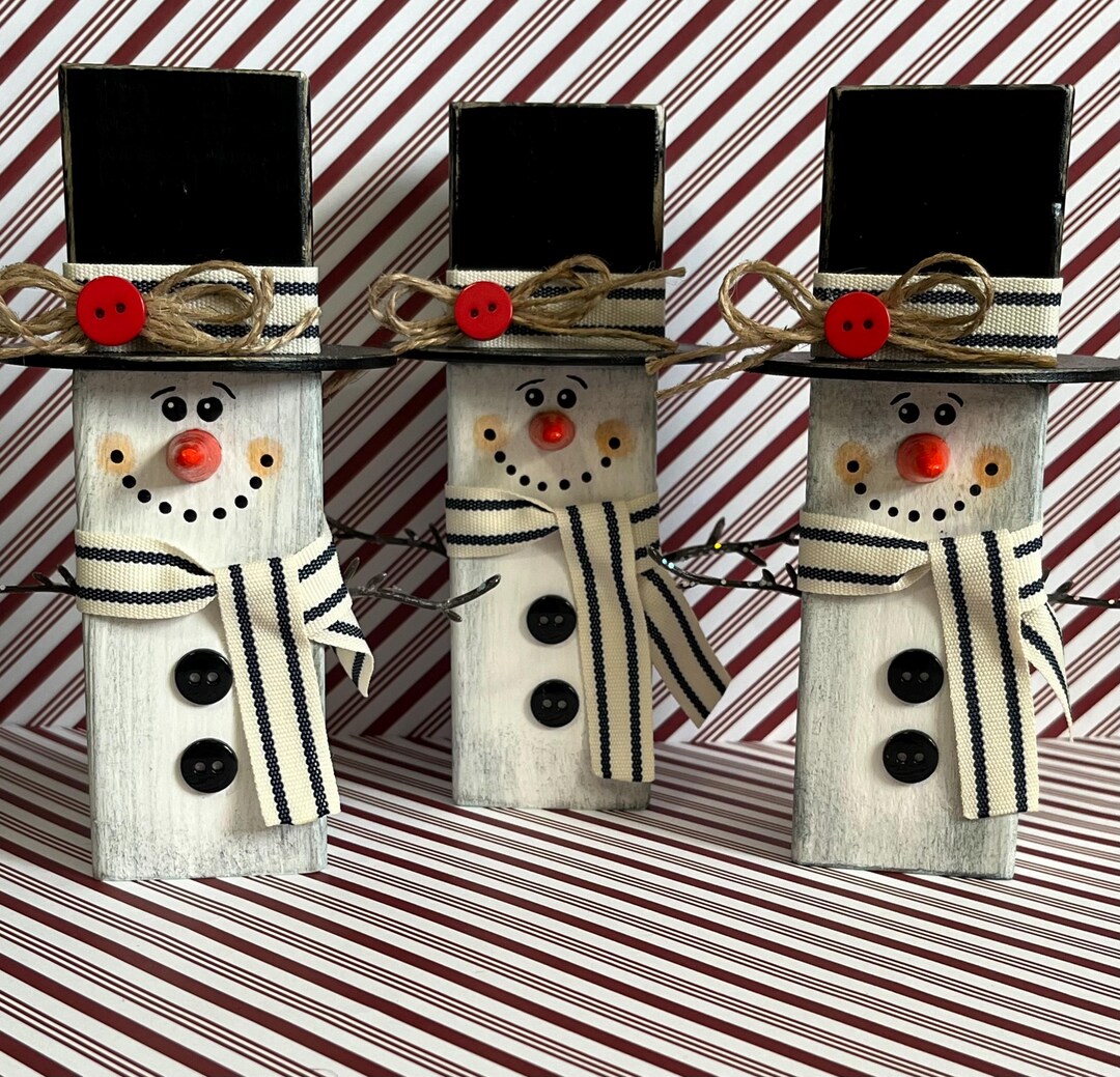 Rustic Block Snowman - Etsy