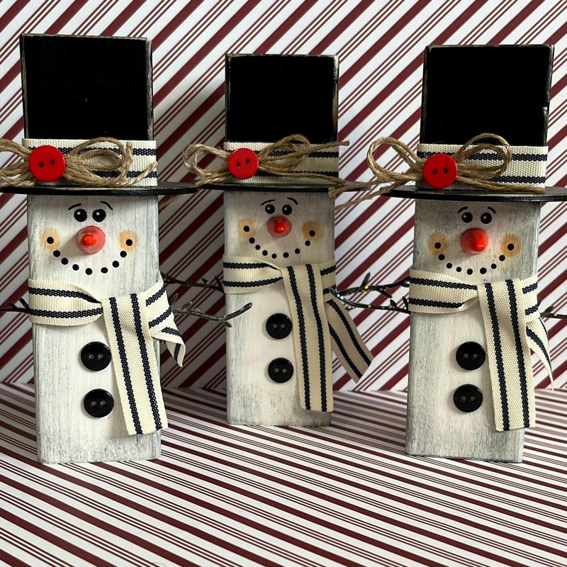 Wooden Block Snowman - Etsy