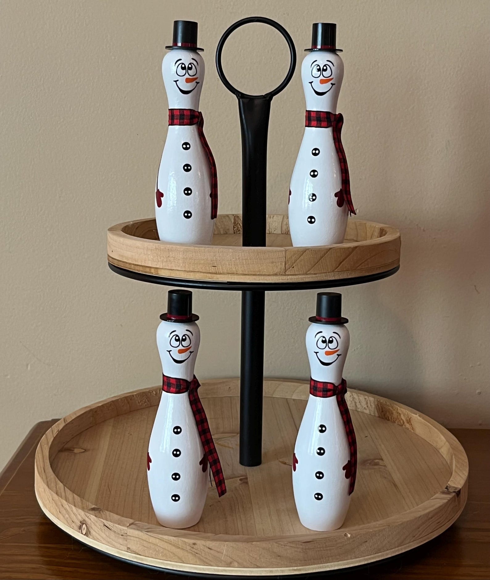 Mini Bowling Pin Snowman, Painted Wooden Snowman - Etsy