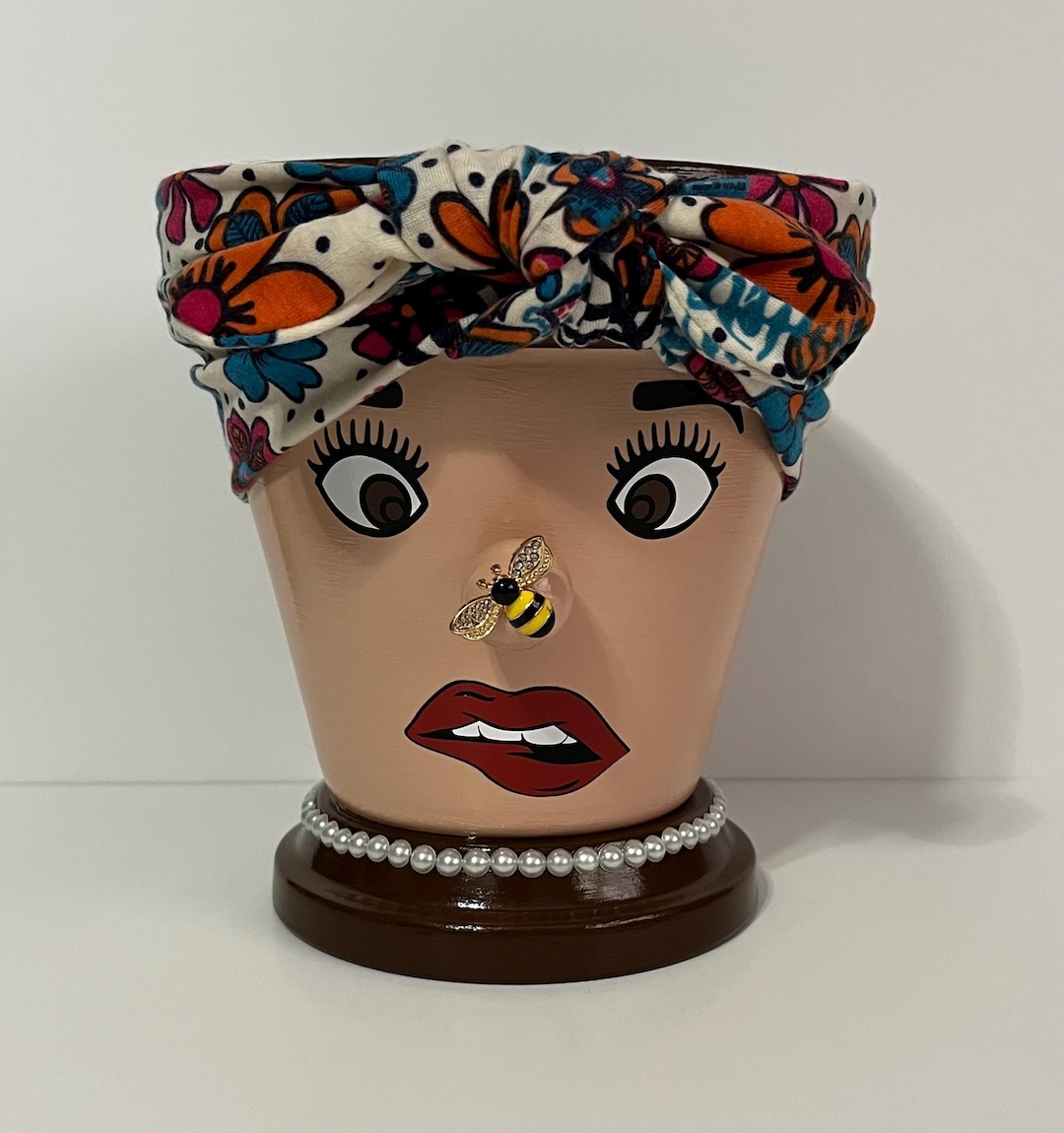 Flowerpot Lady, Terracotta Pot Woman, Painted Clay Pot - Etsy