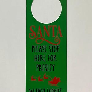 Personalized Christmas Door Knob Hanger: Santa Stop Here - Etsy