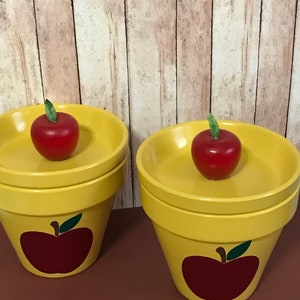 Painted Terra Cotta Pot With Lid, Apple Decor - Etsy