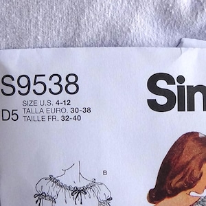 Easy to Sew 1940's Re-issue Peasant Top Simplicity # 9538- You Choose ...