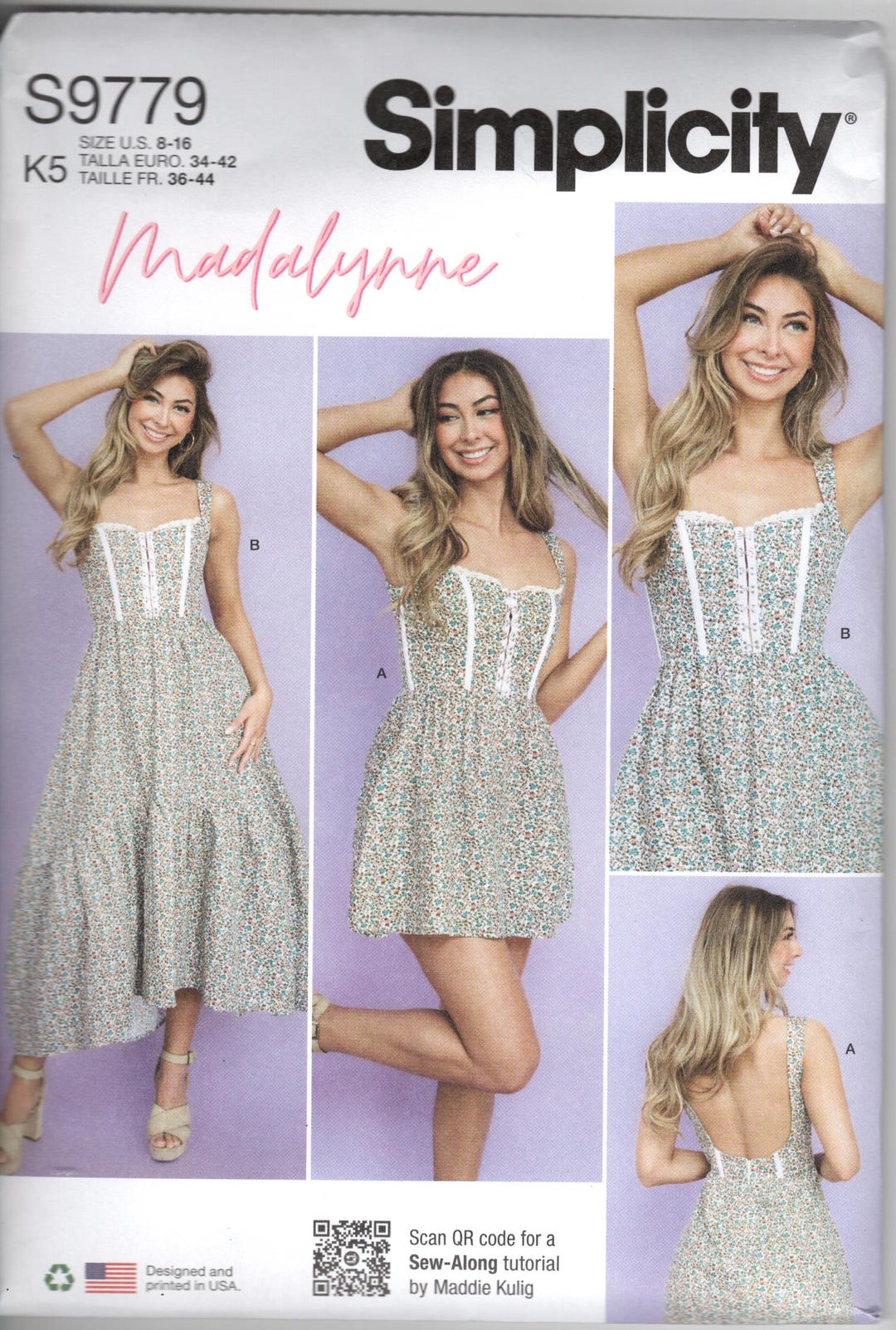 NEW Simplicity Designer "madalynne Bare Back Boho Misses Dress Pattern ...