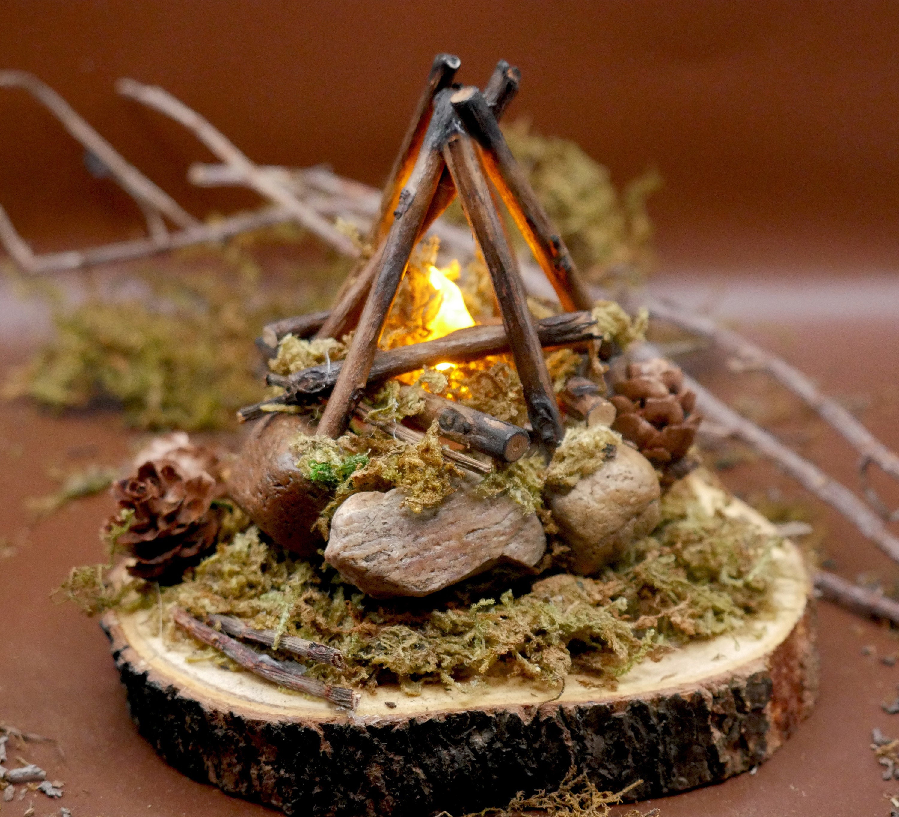 Miniature 4'' Campfire With Flickering LED Light - Etsy