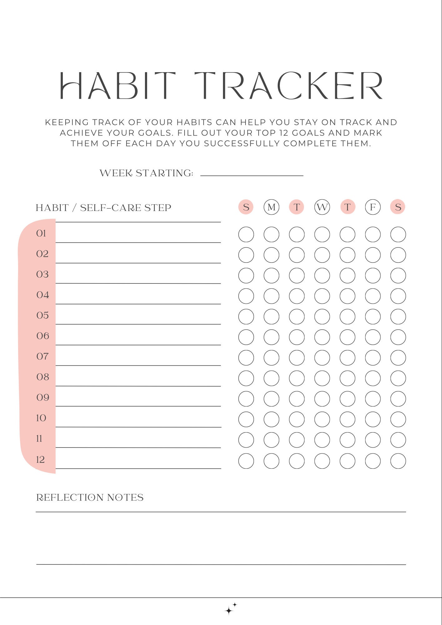 Downloadable Weekly Habit Tracker, Printable, Digital Planner. 1 Page ...