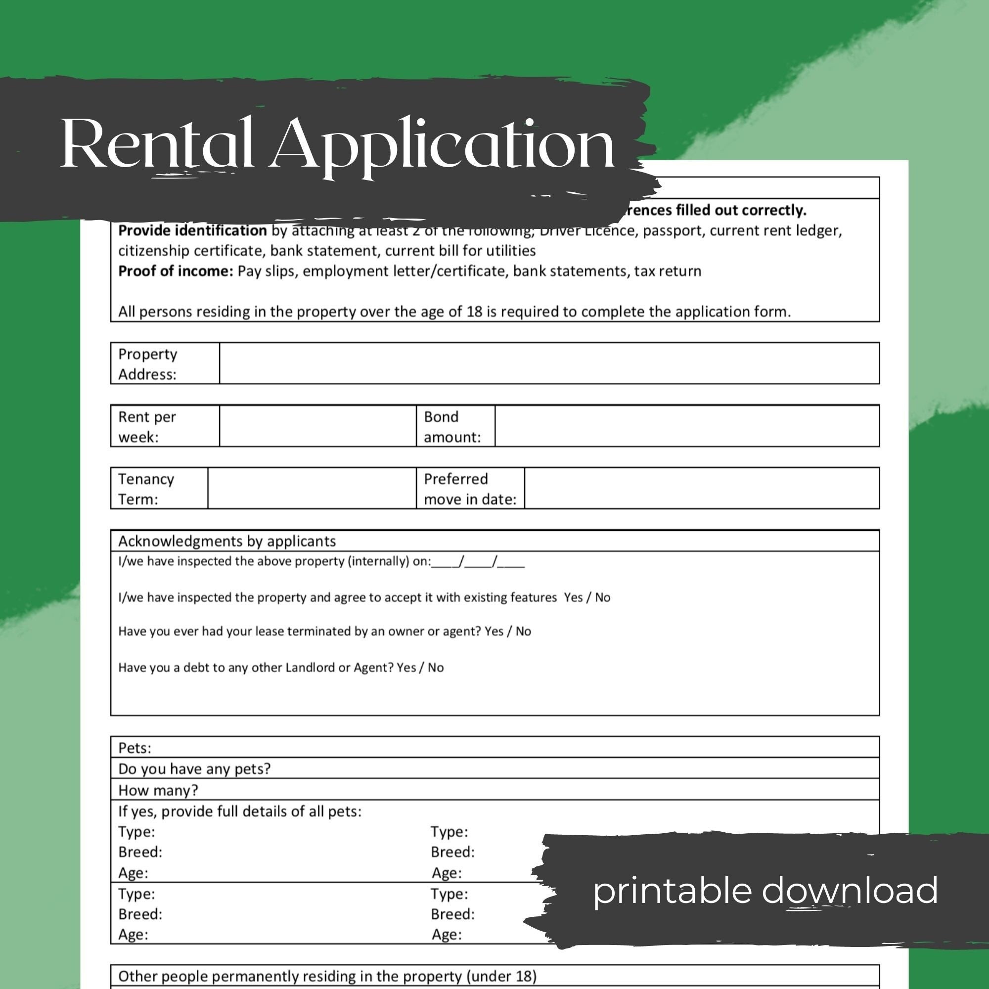 Application Form For Moving