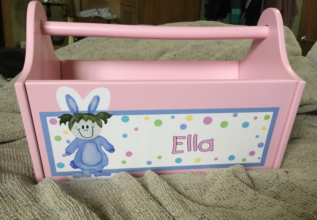 Childrens Vintage New Personalized Large Easter Basket Box Bin With ...