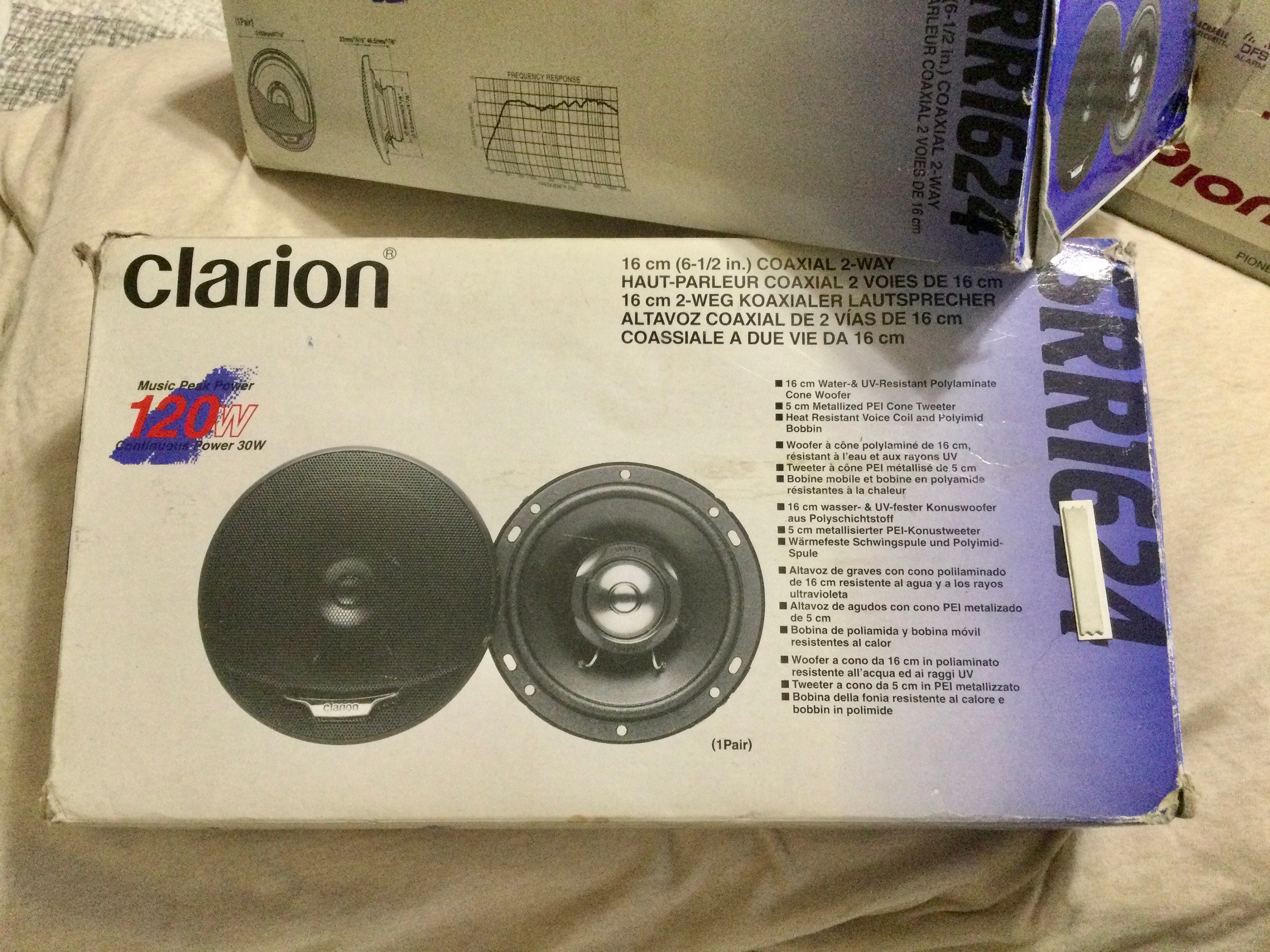 Two Sets of Vintage Clarion Speakers Model SRR 1624 two Boxes..both ...
