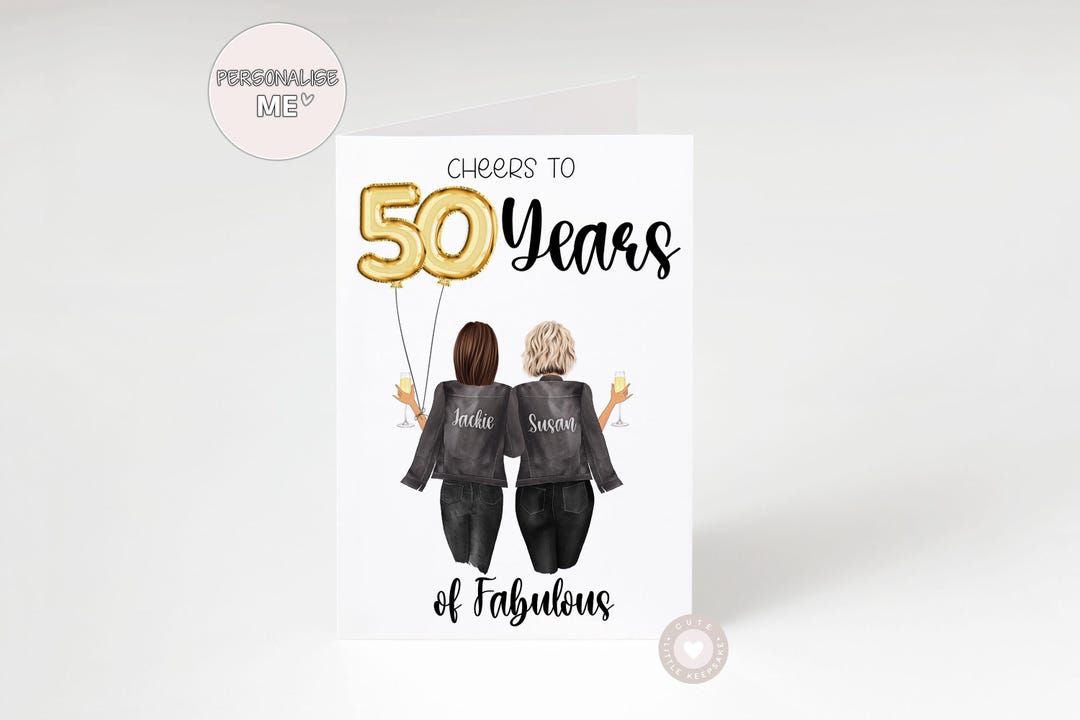 Best Friend 50th Birthday Card for Her, Handmade Personalised Fiftieth ...