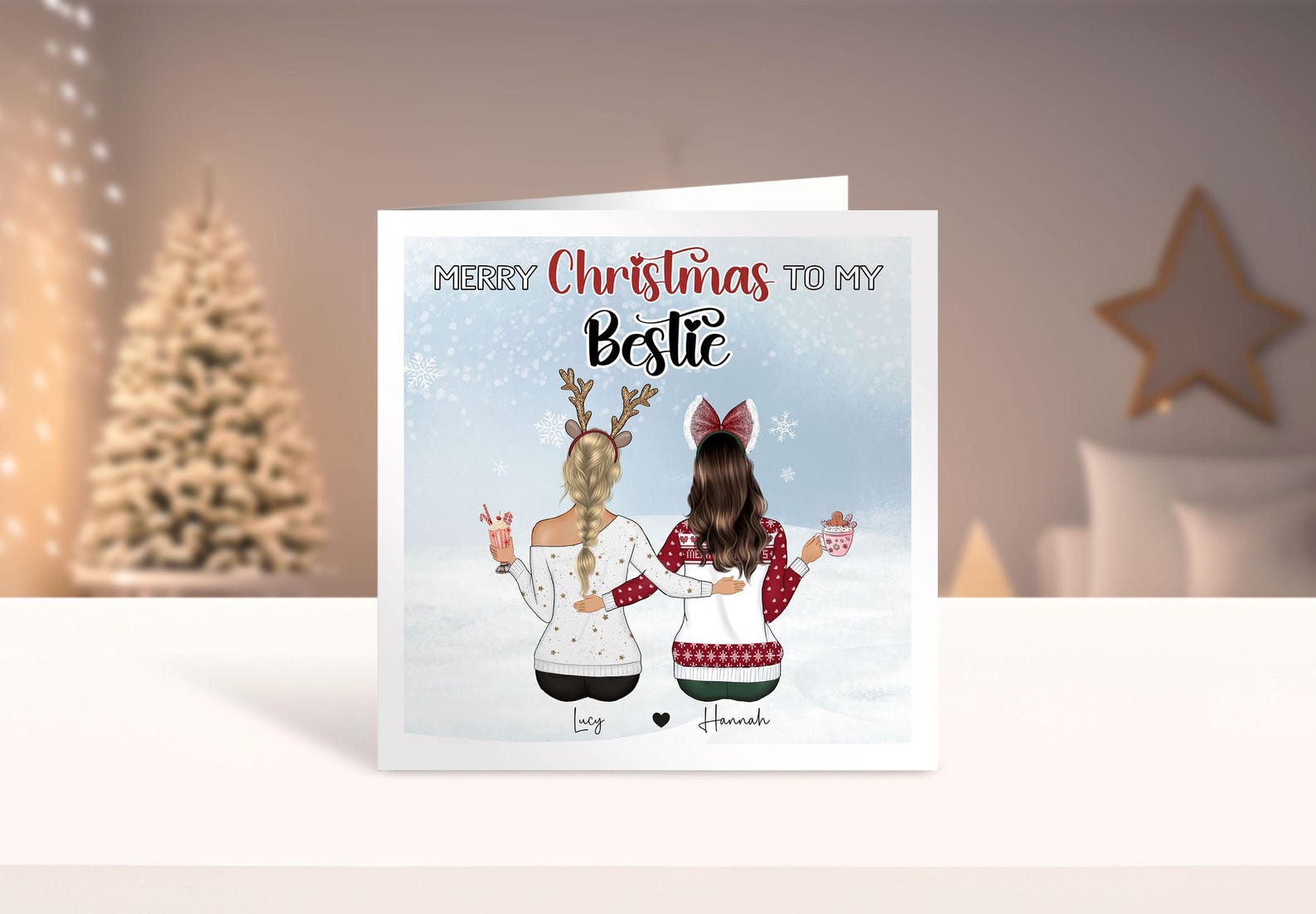 Personalised Best Friend Christmas Card, Xmas Keepsake Gift Merry ...