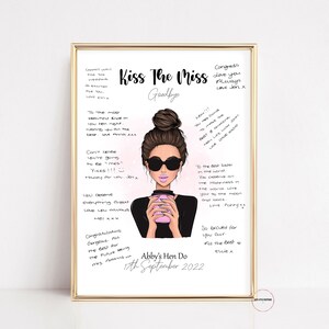 Kiss the Miss Goodbye Frame, Hen Party and Bridal Shower Game. Editable ...