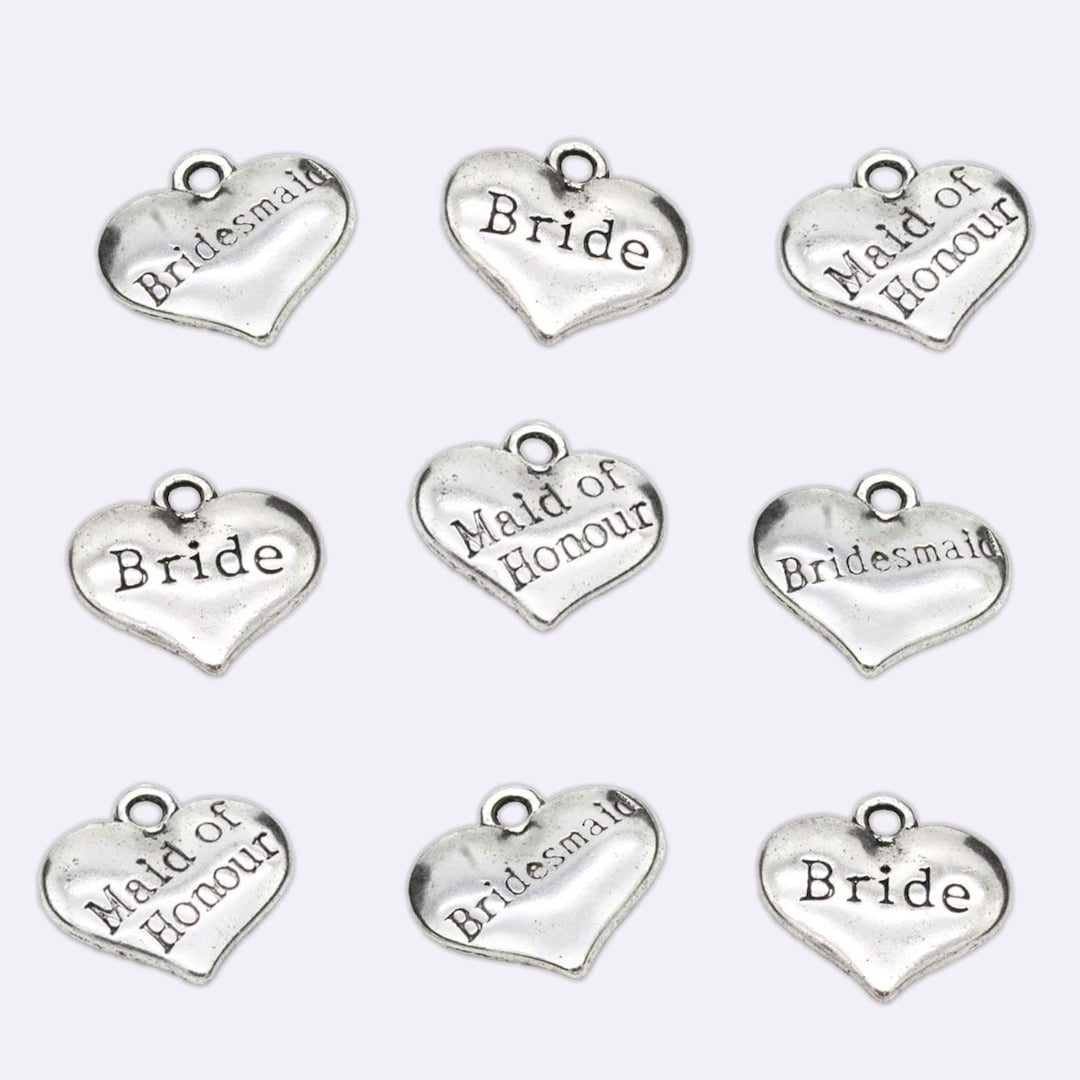 Antique Silver Tone Bride, Maid of Honour, Bridesmaid Charms for Your ...