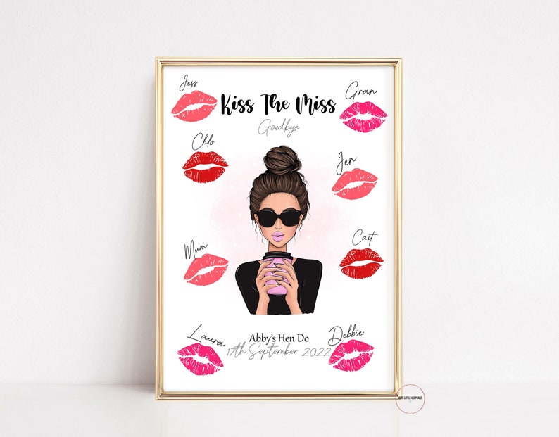 Kiss the Miss Goodbye Frame Hen Party and Bridal Shower Game. - Etsy UK