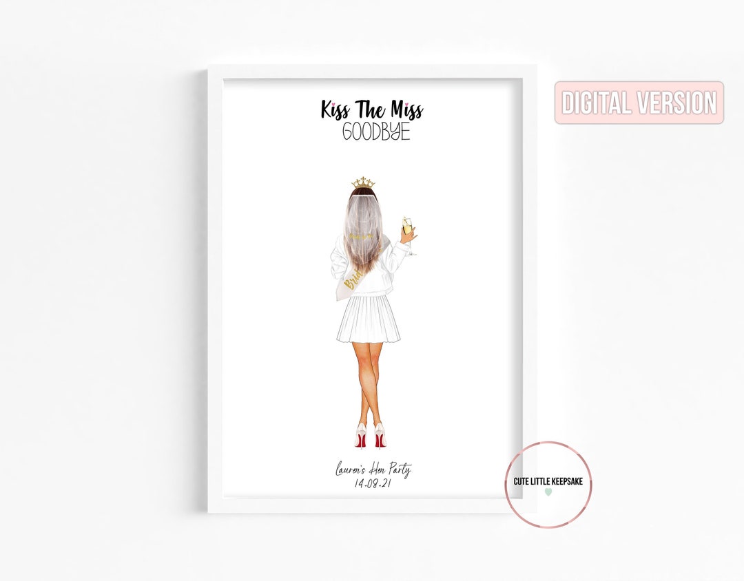 Personalised Kiss the Miss Goodbye, Hen Weekend Gift, Lipstick Kiss ...