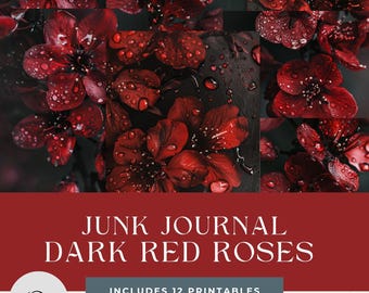 Dark Red Roses Junk Journal Pages: Printable Ephemera (digital Download ...