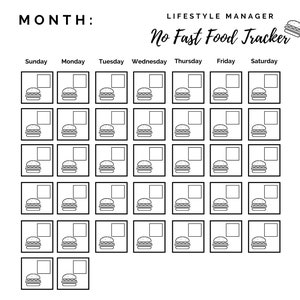 No Fast Food Calendar Printable No Take Away Calendar No - Etsy