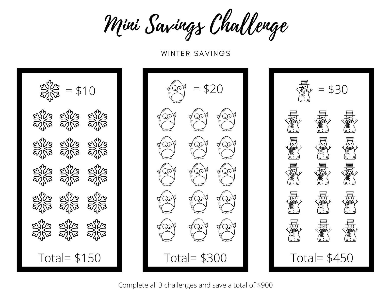 Mini Winter Savings Challenge Printable Money Savings Challenge Winter ...