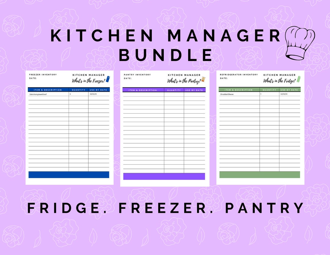 Printable PDF Kitchen Inventory and Organization Bundle Fridge ...
