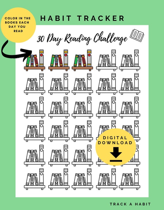30 Day Reading Challenge Printable Read Daily Reading | Etsy