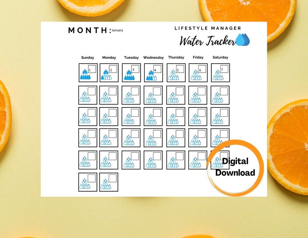 Water Tracker Printable Water Challenge Drink 8 Cups of Water Water ...