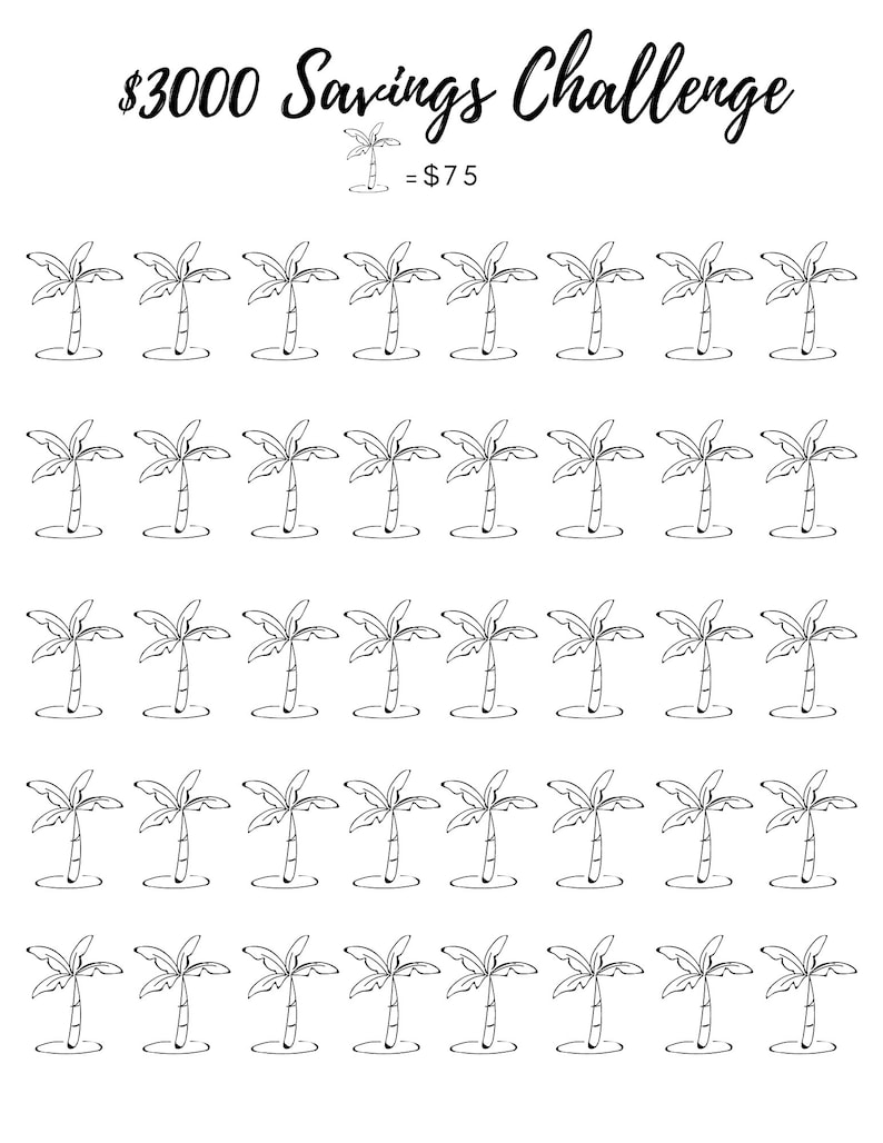 3000 Dollar Savings Challenge Printable Savings Plan Save 3000 Dollars ...