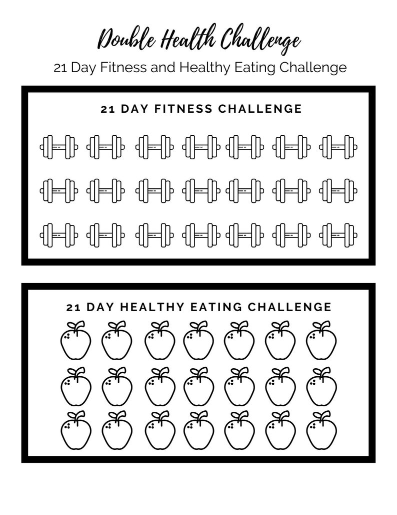 21 Day Fitness Challenge Printable 21 Day Healthy Habits Challenge ...