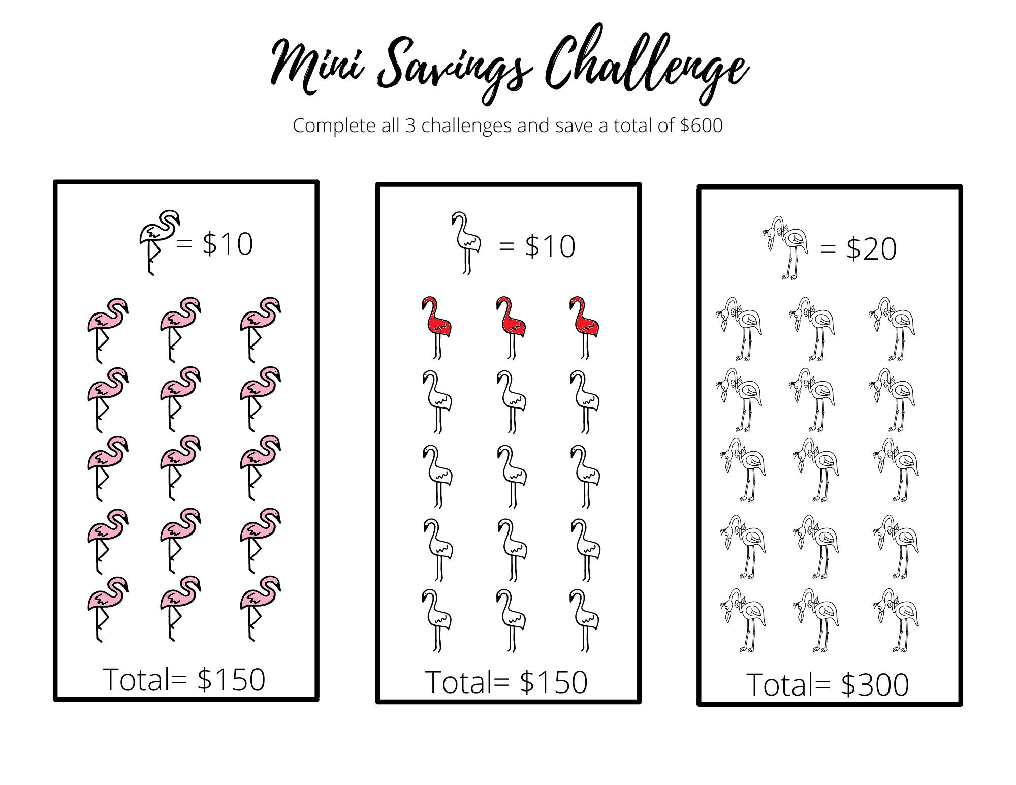 Mini Savings Challenge Bundle Printable 4 Mini Savings - Etsy