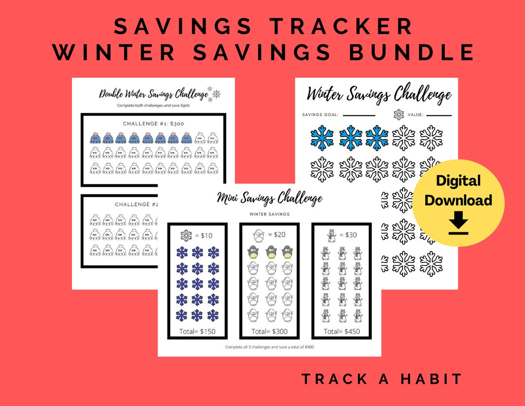 Winter Savings Challenge Bundle Printable Money Savings Challenge Money ...