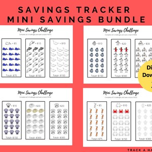 Mini Savings Challenge Bundle Printable Ocean Theme Savings Challenges ...