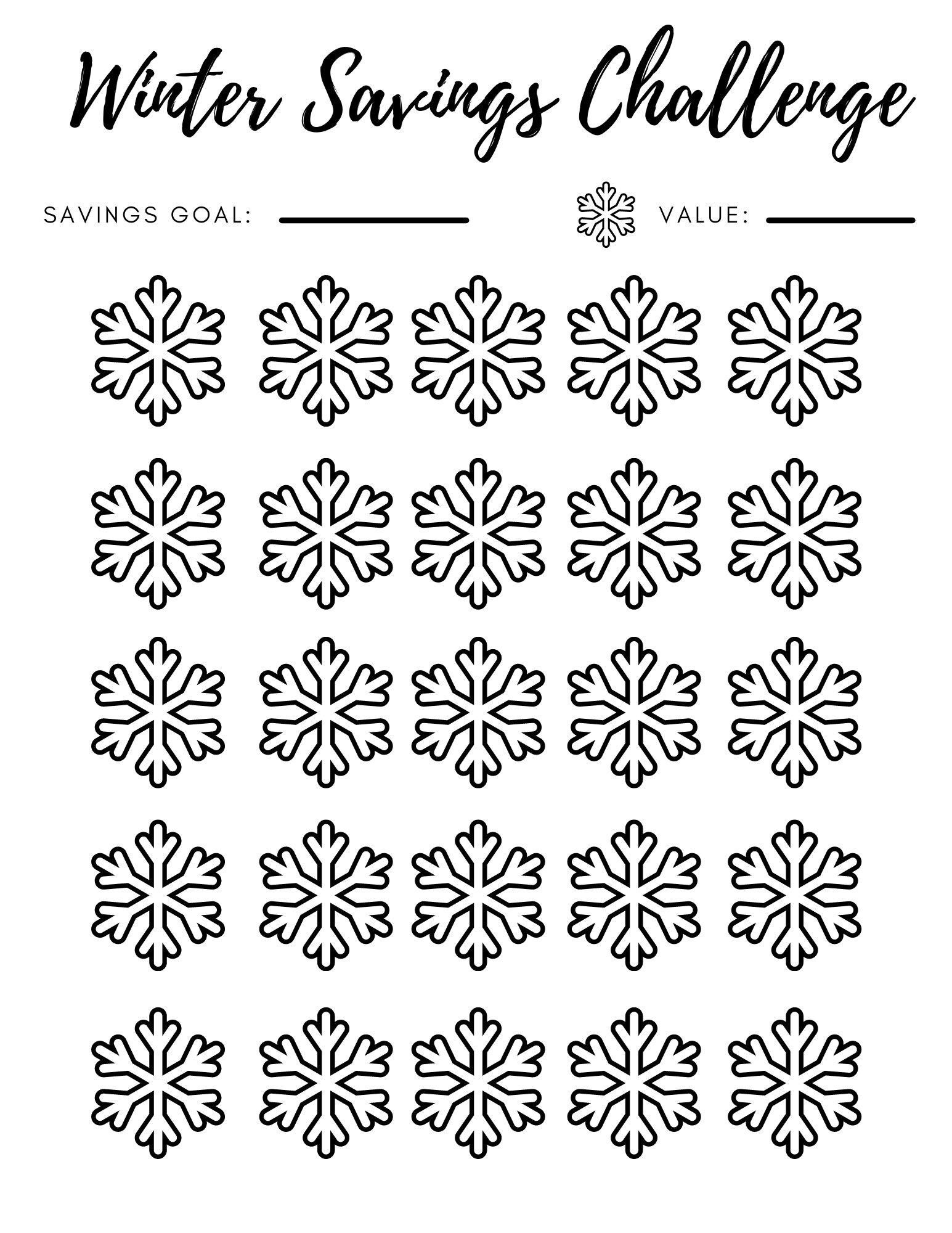 Winter Savings Challenge Printable Money Savings Challenge Winter ...