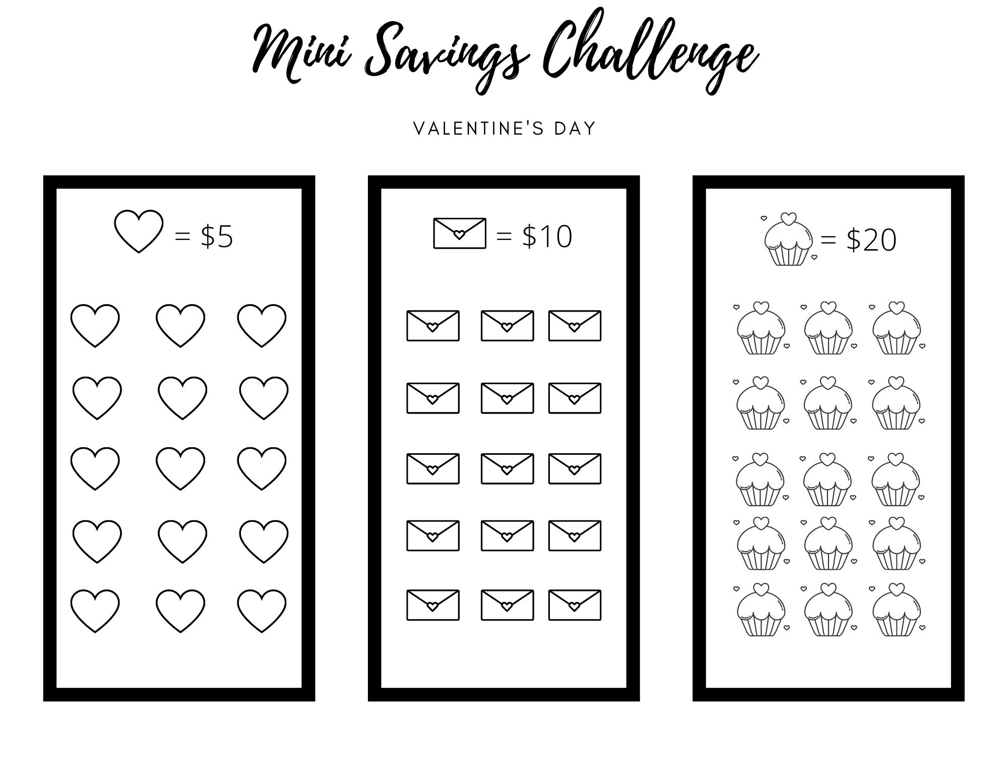 Mini Valentine's Day Savings Tracker Printable Valentine's Day Savings ...