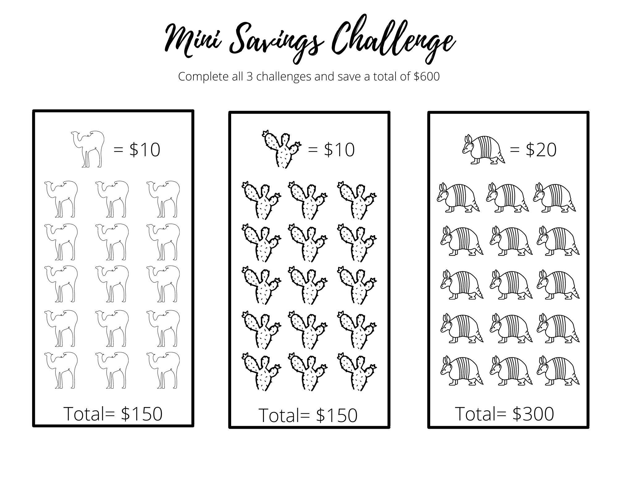 Mini Money Challenge Bundle Printable Adventure Mini Challenge Bundle ...