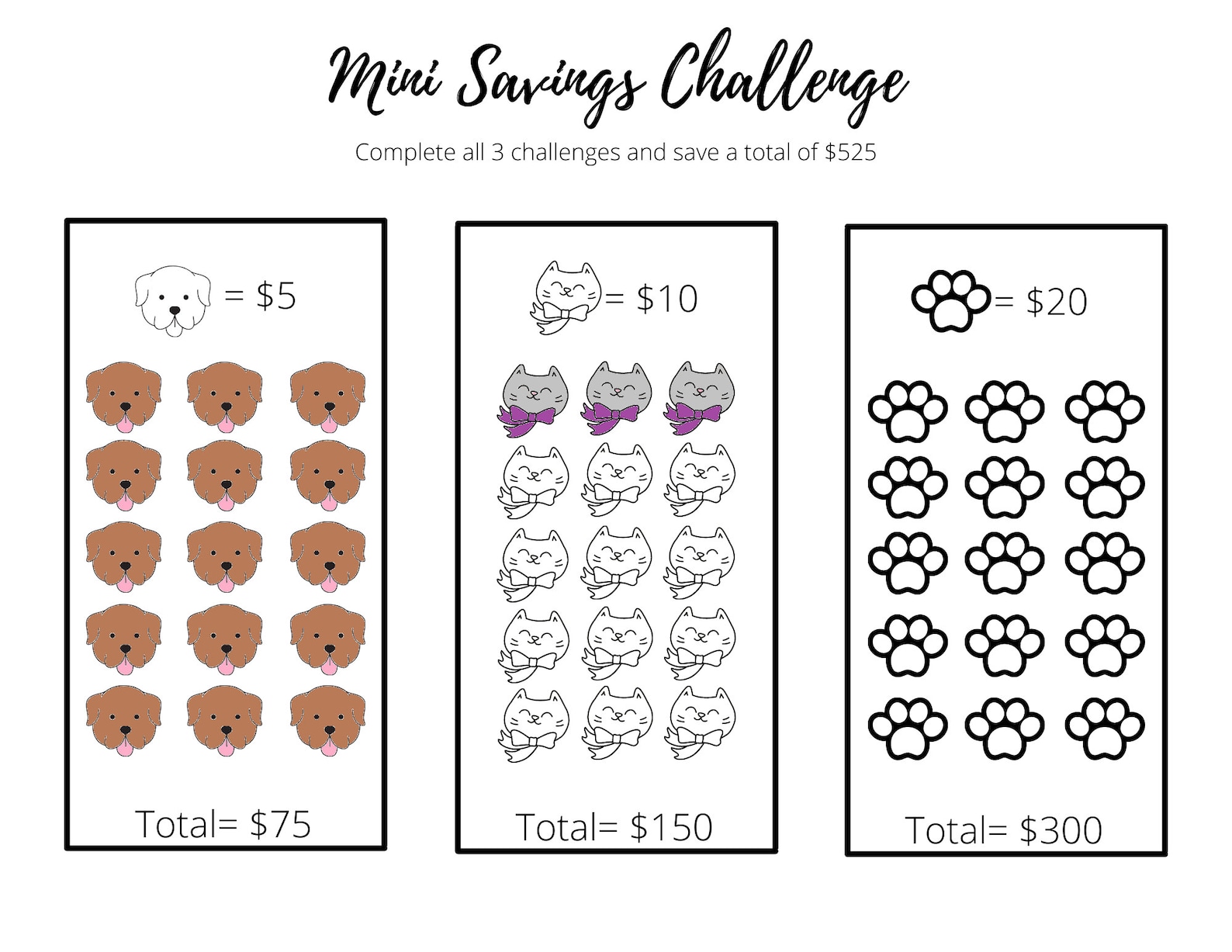 Mini Savings Challenge Bundle Printable 4 Mini Savings Challenges Money ...