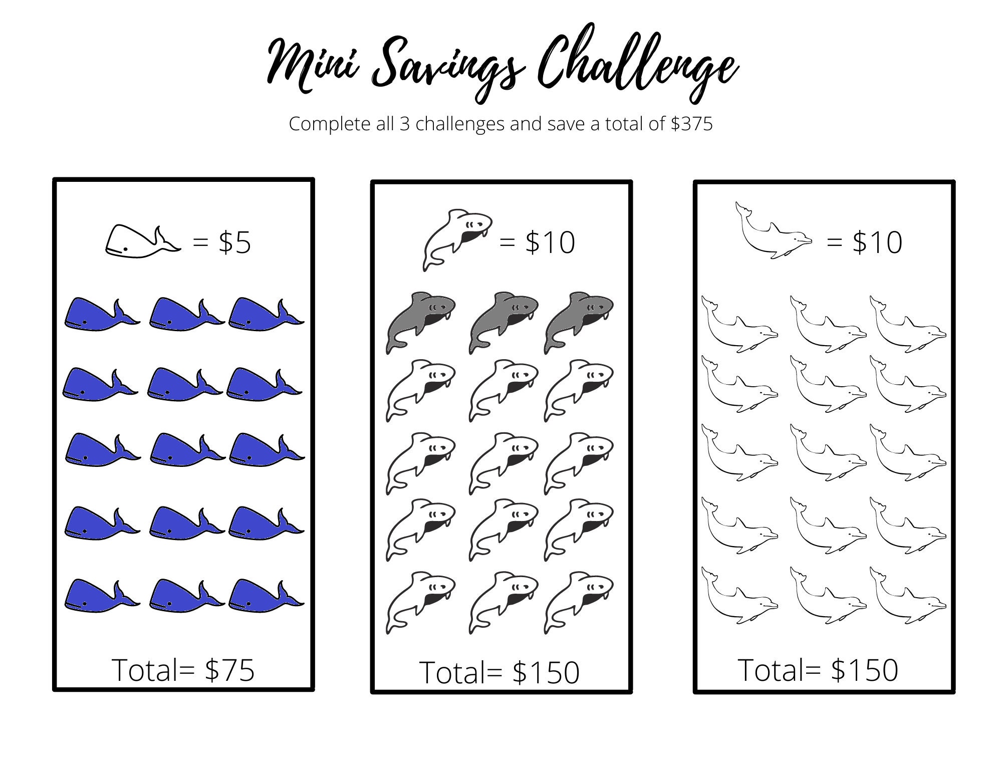 Mini Savings Challenge Bundle Printable Ocean Theme Savings - Etsy