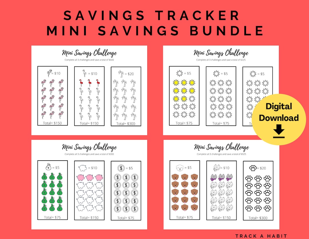 Mini Savings Challenge Bundle Printable 4 Mini Savings Challenges Money ...