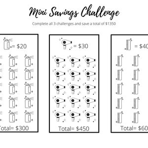 Mini Money Savings Challenge Printable Beauty Mini Challenge Bundle ...