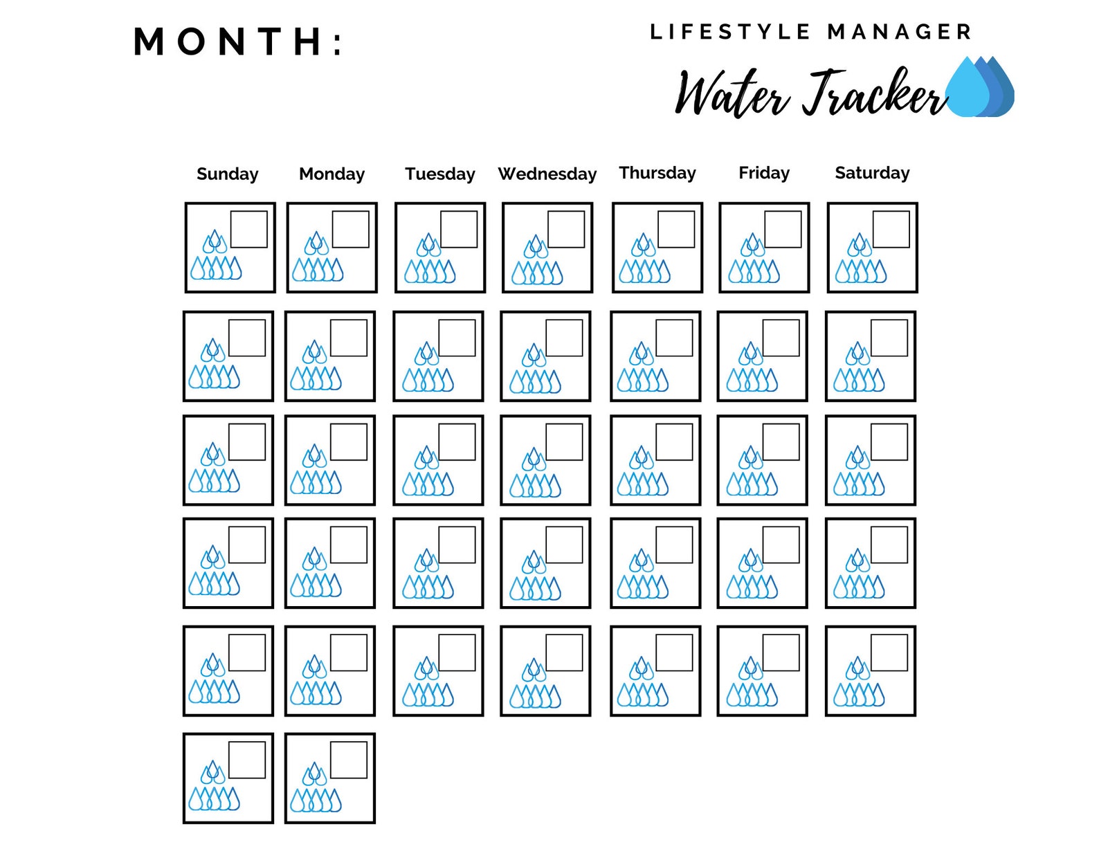 Water Tracker Printable Water Challenge Drink 8 Cups of Water Water ...